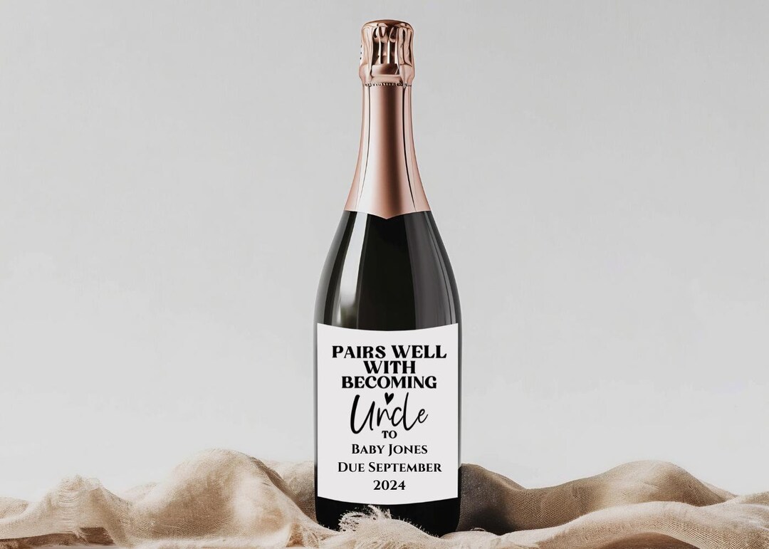 Pregnancy Reveal Wine Bottle Label, Pairs Well With Becoming an Uncle ...
