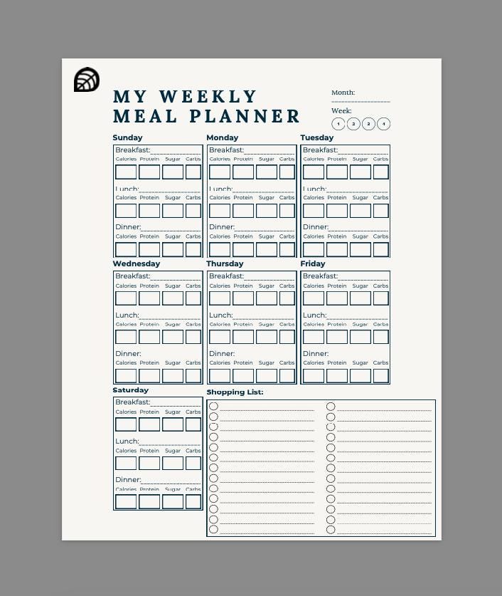 Healthy Meal Planner & Shopping List - Etsy