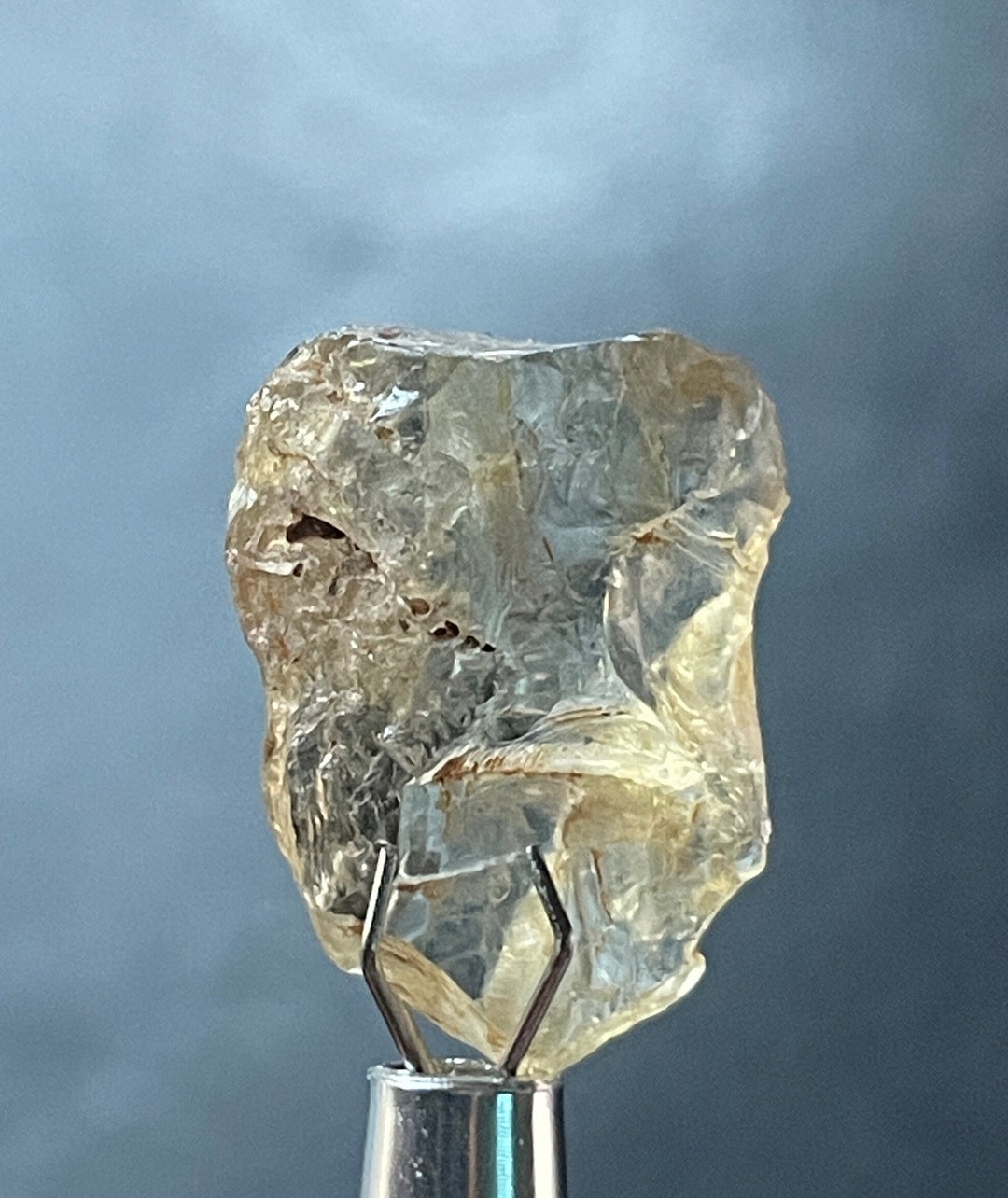 Oregon Sunstone Peach and Clear Gemstone, 8.35 Ct, 18.8mm, Rough Facet ...