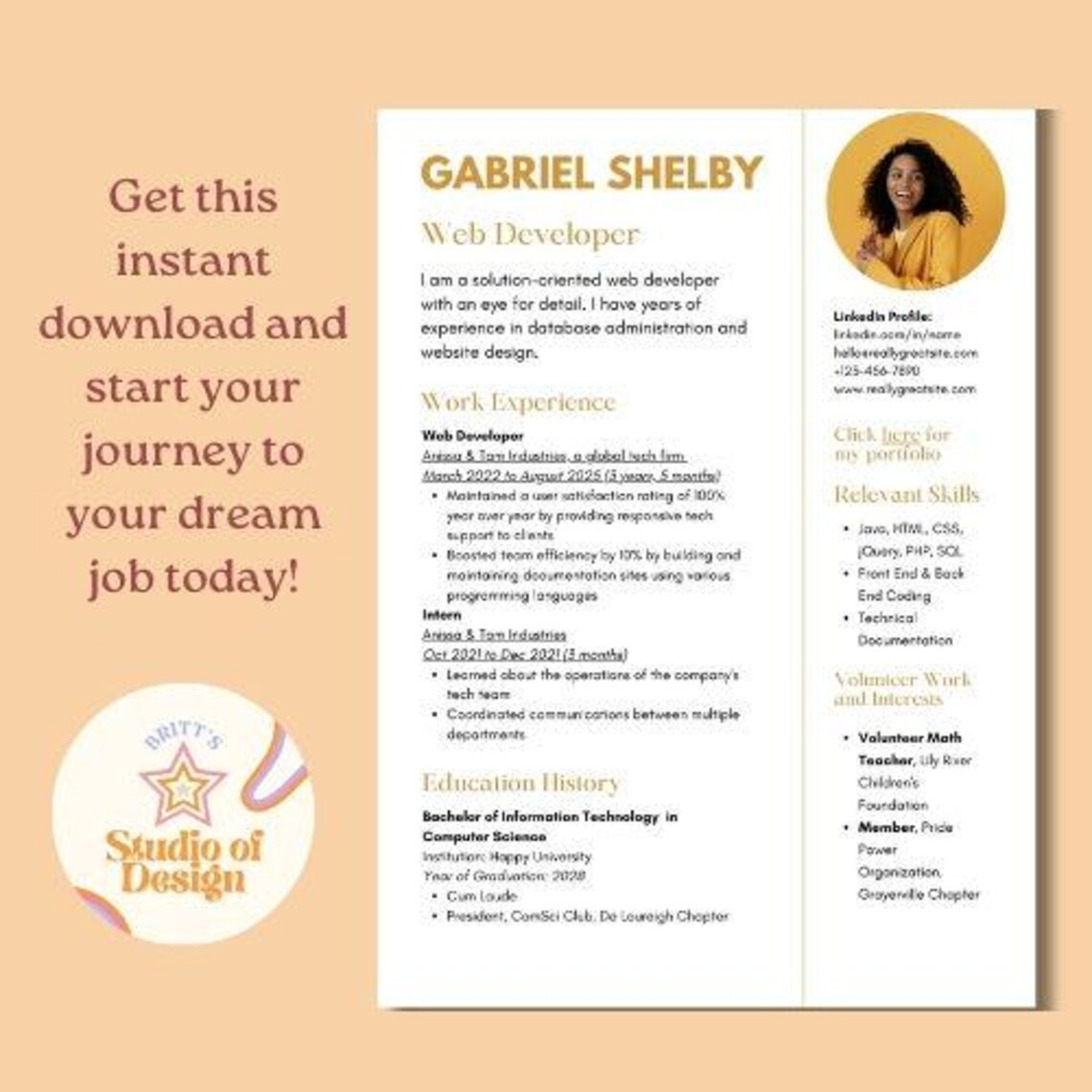 Creative Resume Canva Template, Editable Resume Layout Canva ...