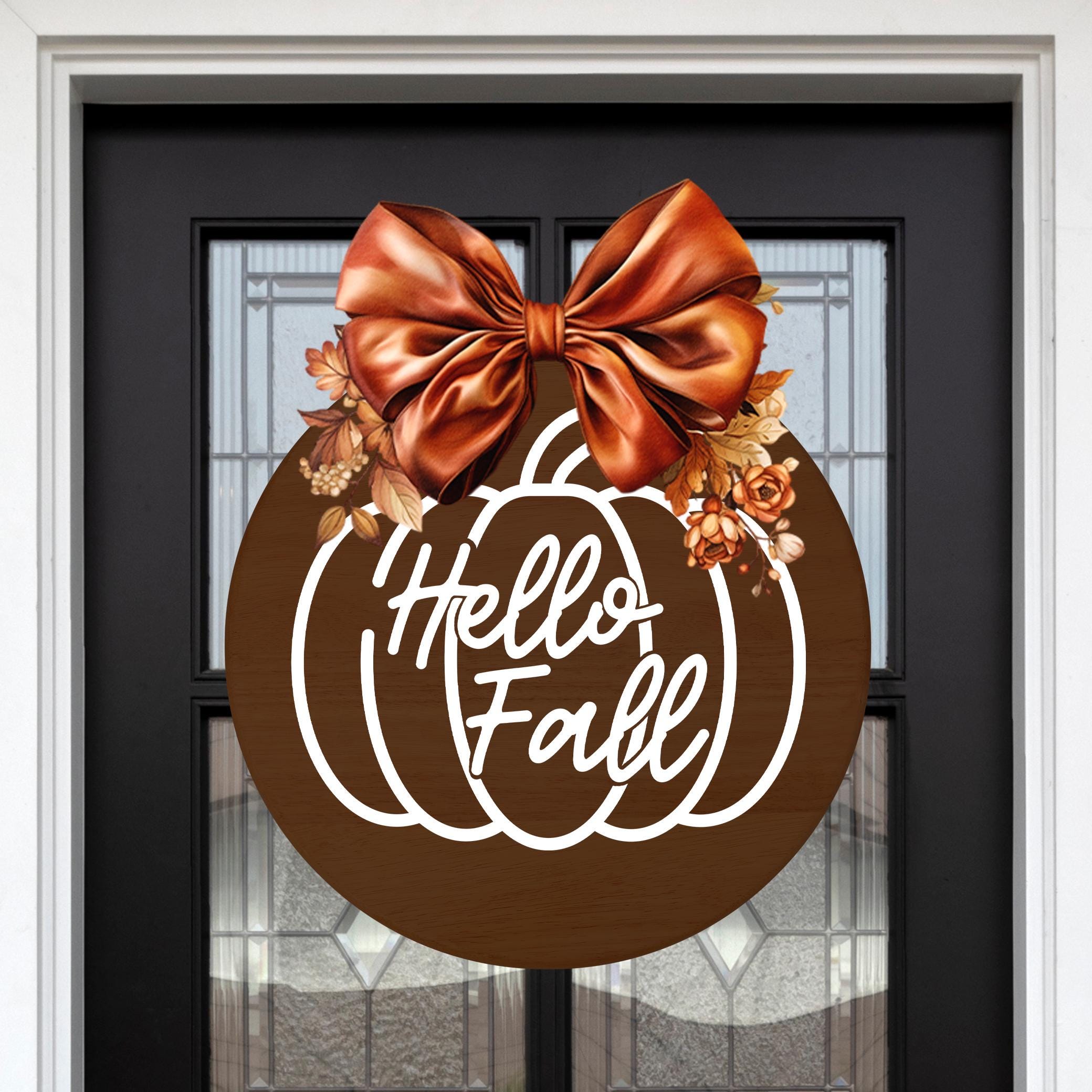 Hello Fall Pumpkin SVG File Door Sign, T-shirt, Hat Design - Etsy