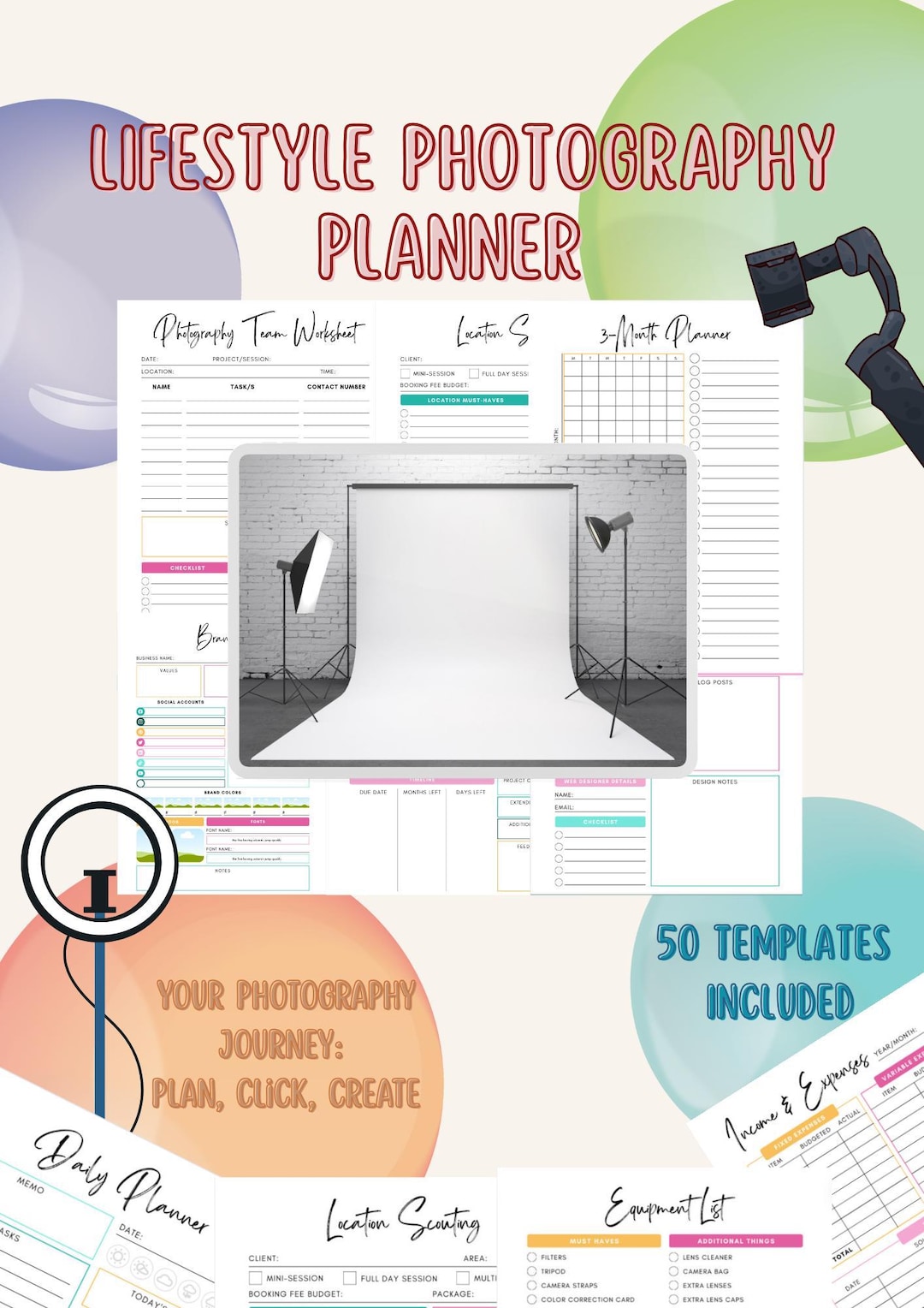 Lifestyle Photographer Planner | Storytelling Shot Lists, Client ...