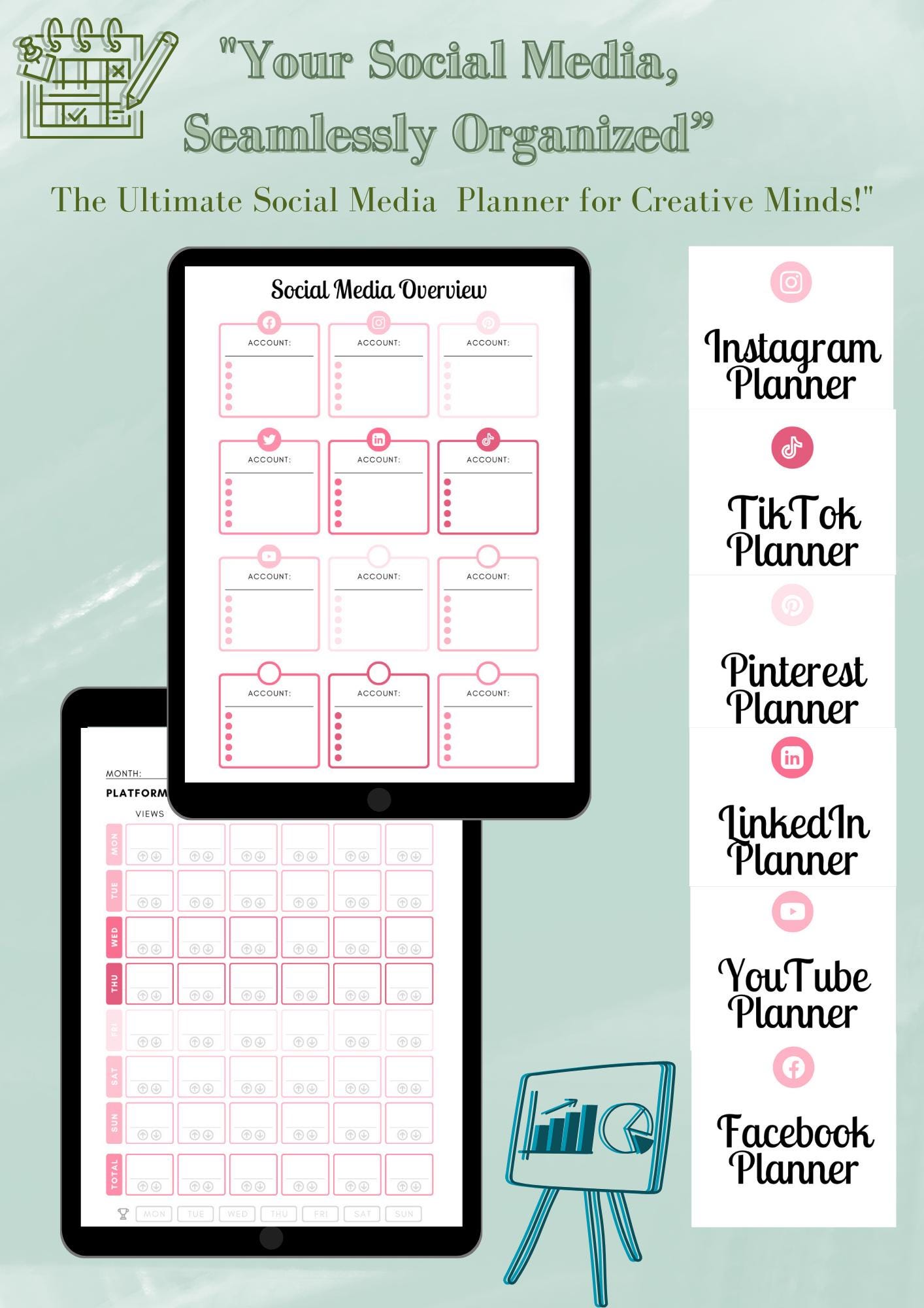 All in One Social Media Planner | Content Planner | Instagram |youtube ...