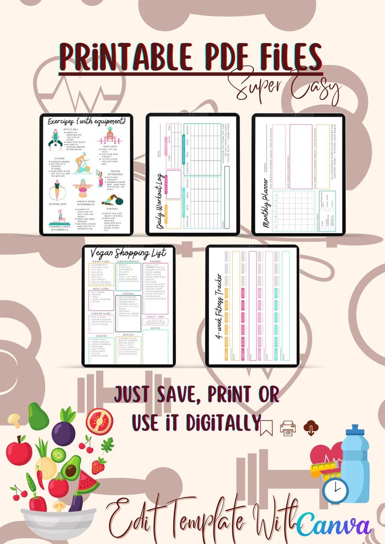 2026 Fitness Planner | Undated Workout & Exercise Tracker | Track ...