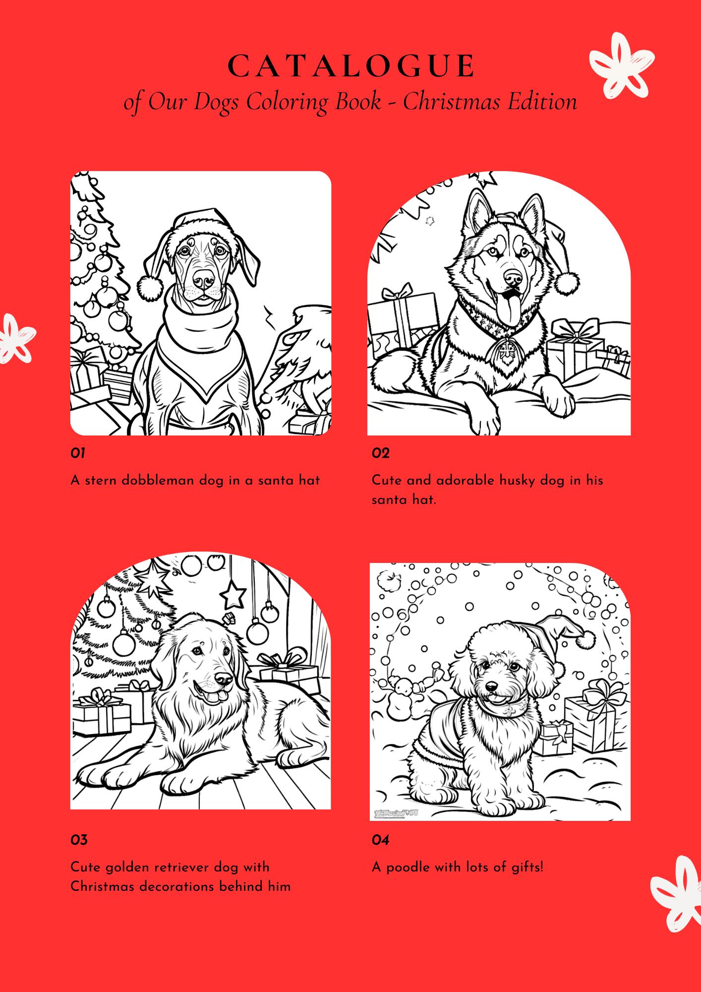 40 Sketch of Dogs Coloring Book Christmas Edition Cute and Adorable ...
