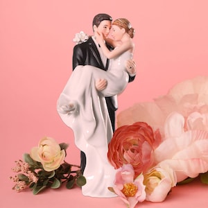 Groom Holding Bride Traditional Wedding Cake Topper Figurine - Custom ...
