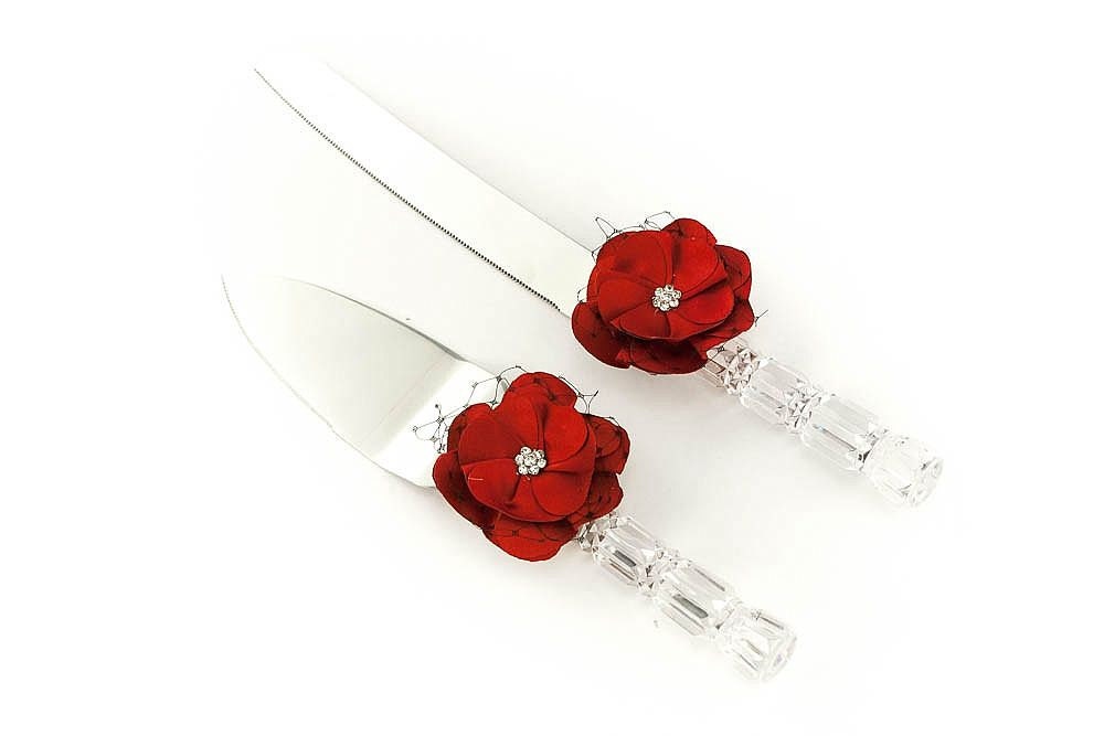 Red and Black Rose Wedding Cake Server Set - Etsy