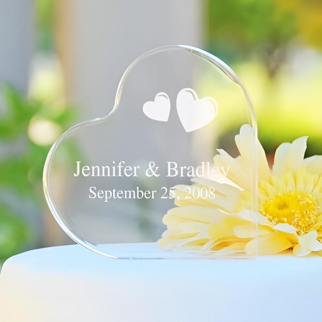 Personalized Acrylic Heart Cake Topper - Etsy