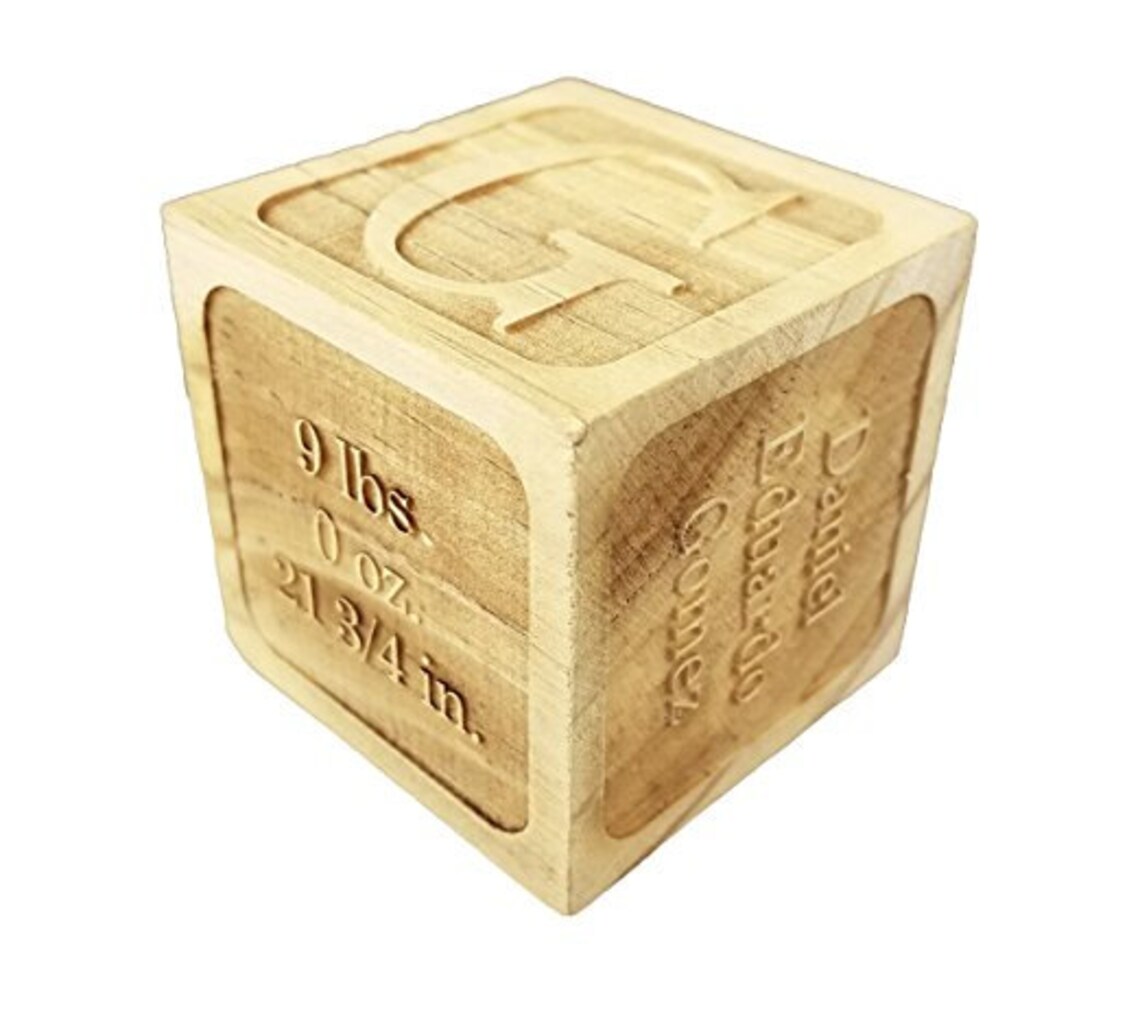 Custom Engraved Wood Baby Birth Block (2”) Personalized Gift for Your ...