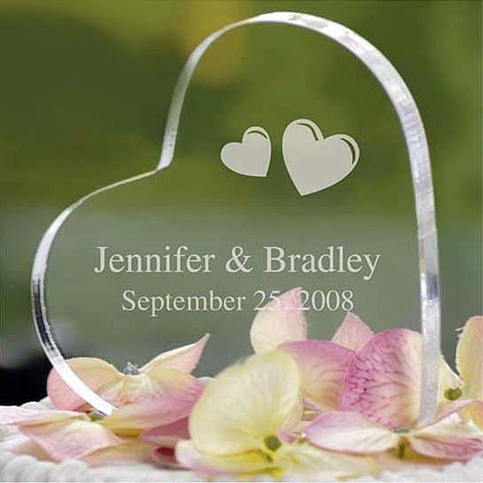 Personalized Acrylic Heart Cake Topper - Etsy