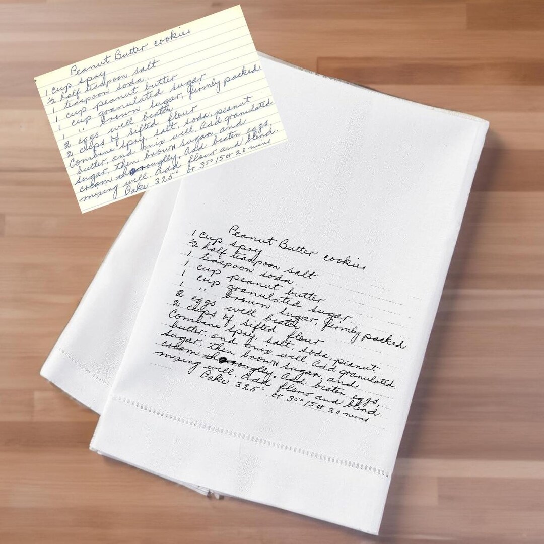 Personalized Custom Recipe Tea Towel, Handwritten Recipe | 14” X 22 ...