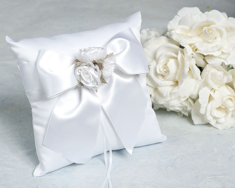 Rose Plush Satin and Organza Wedding Ringbearer Pillow - Etsy