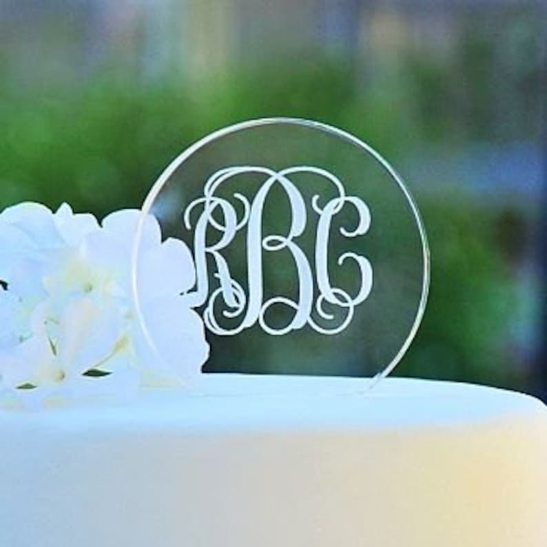 Personalized Monogram Acrylic Circle Cake Topper - Etsy