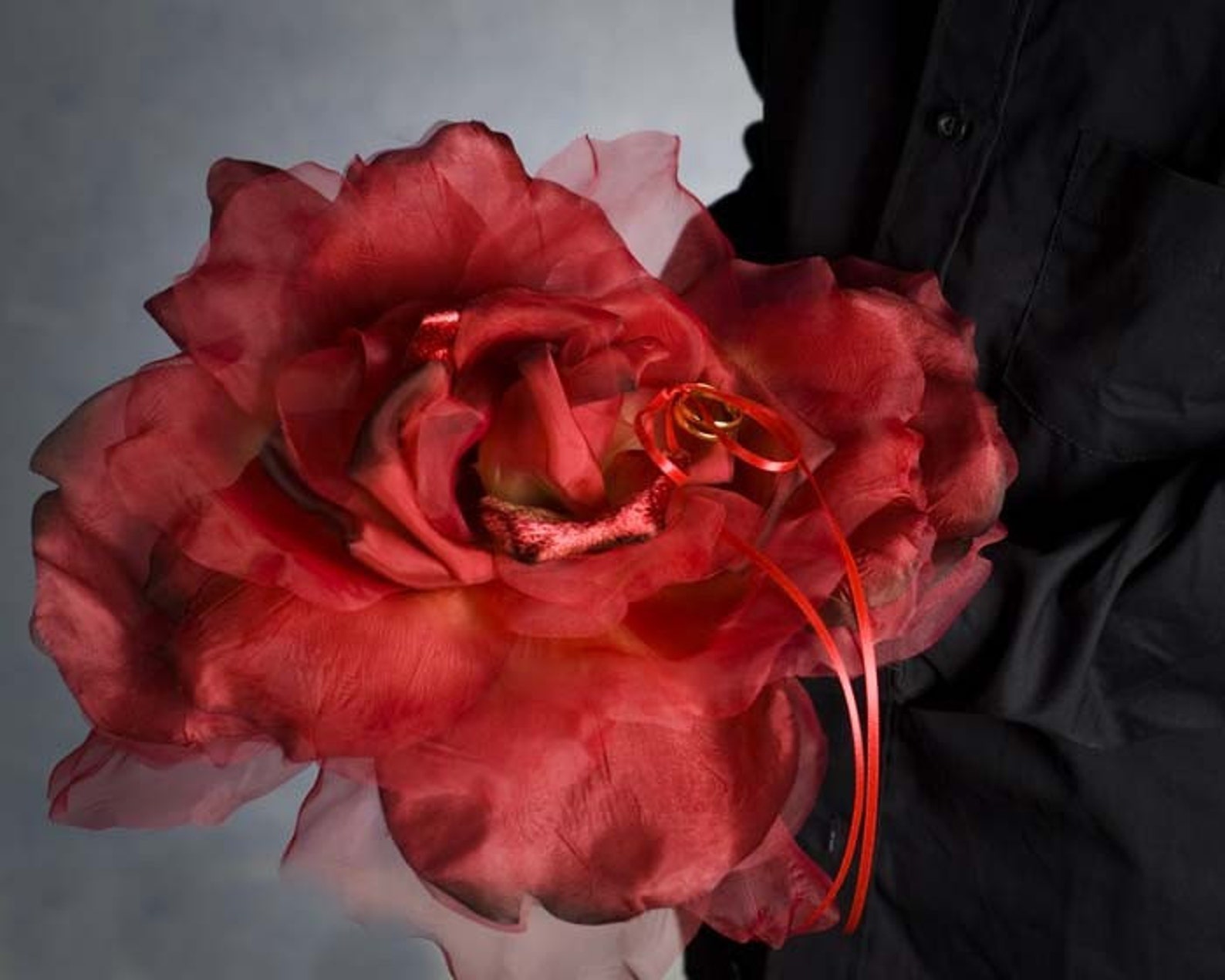 Rose Romance Ruby Red Wedding Ring Bearer Pillow - Etsy