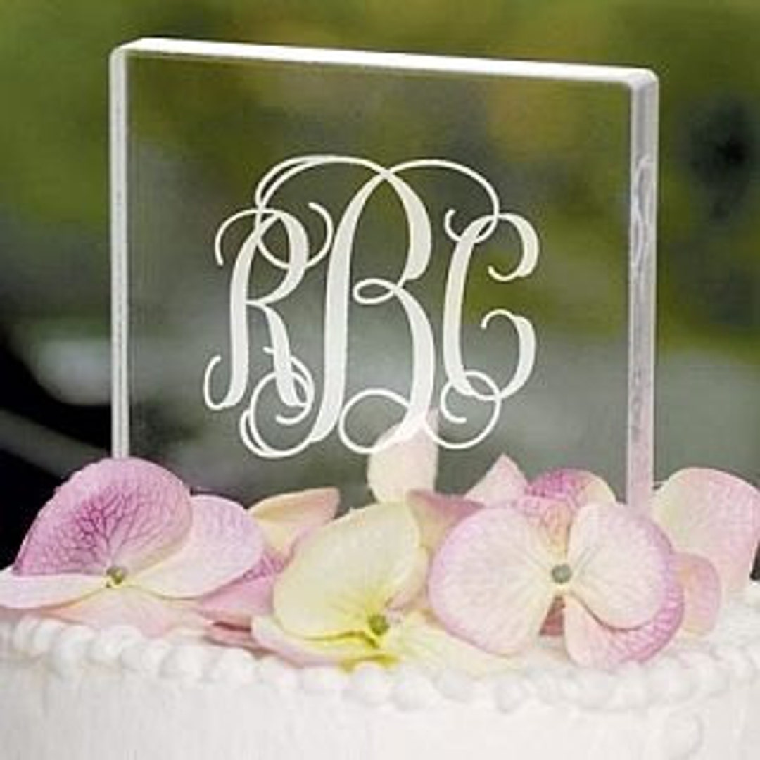 Personalized Monogram Acrylic Square Cake Topper - Etsy