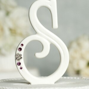 Crystal Florette Accented Porcelain Monogram Cake Topper With Custom ...