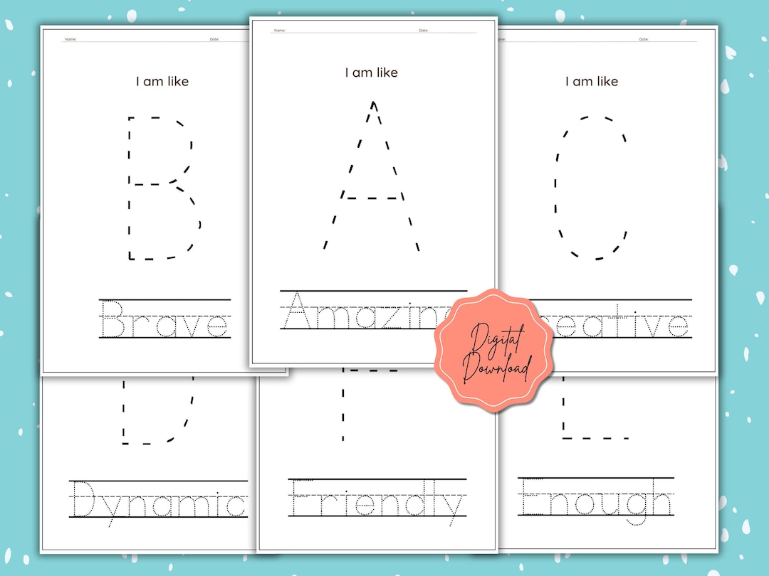 Alphabet Affirmation Worksheet ABC Tracing & Handprint Alphabet ...