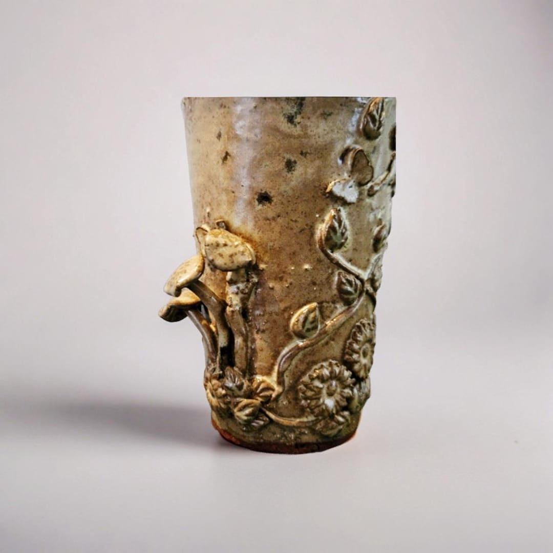 Earthroot Ceramic Tumbler – Woodland Offering Vessel, Ø8×12 Cm - Etsy