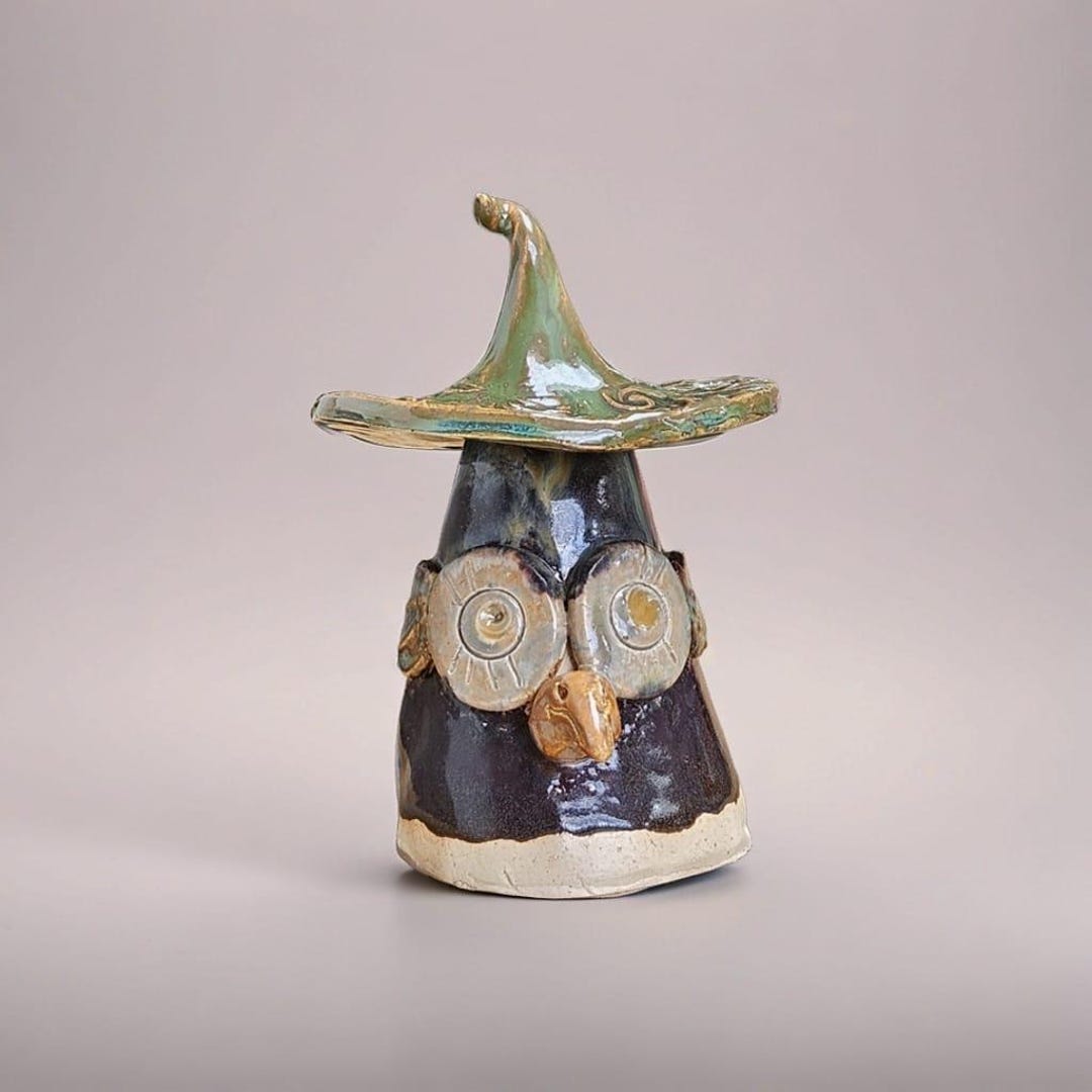 Night Keeper Ceramic Owl Figurine – Witchcraft & Wisdom Statement, Ø6×9 ...
