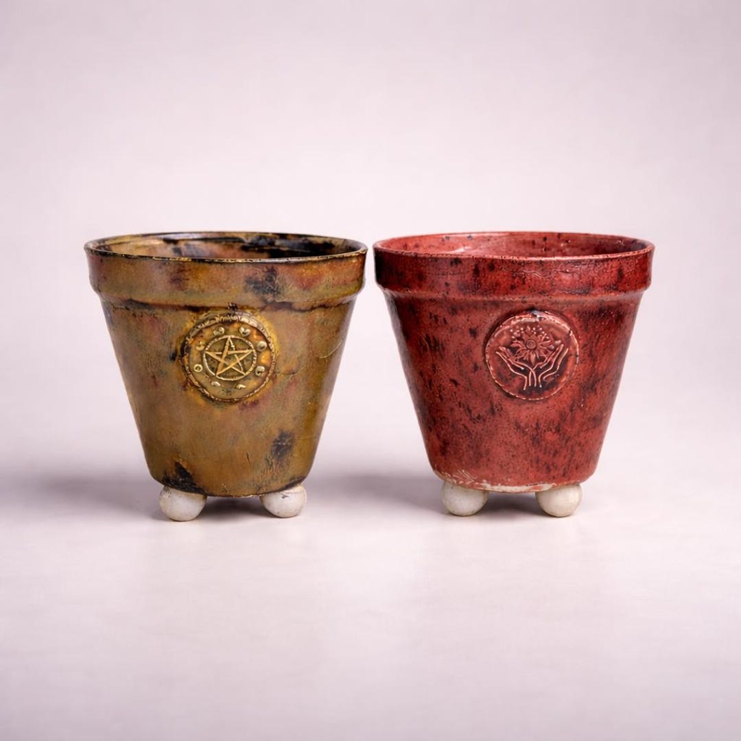 Spirit Sigil Ceramic Planter – Symbols of Grounded Intention, Ø9×8 Cm ...