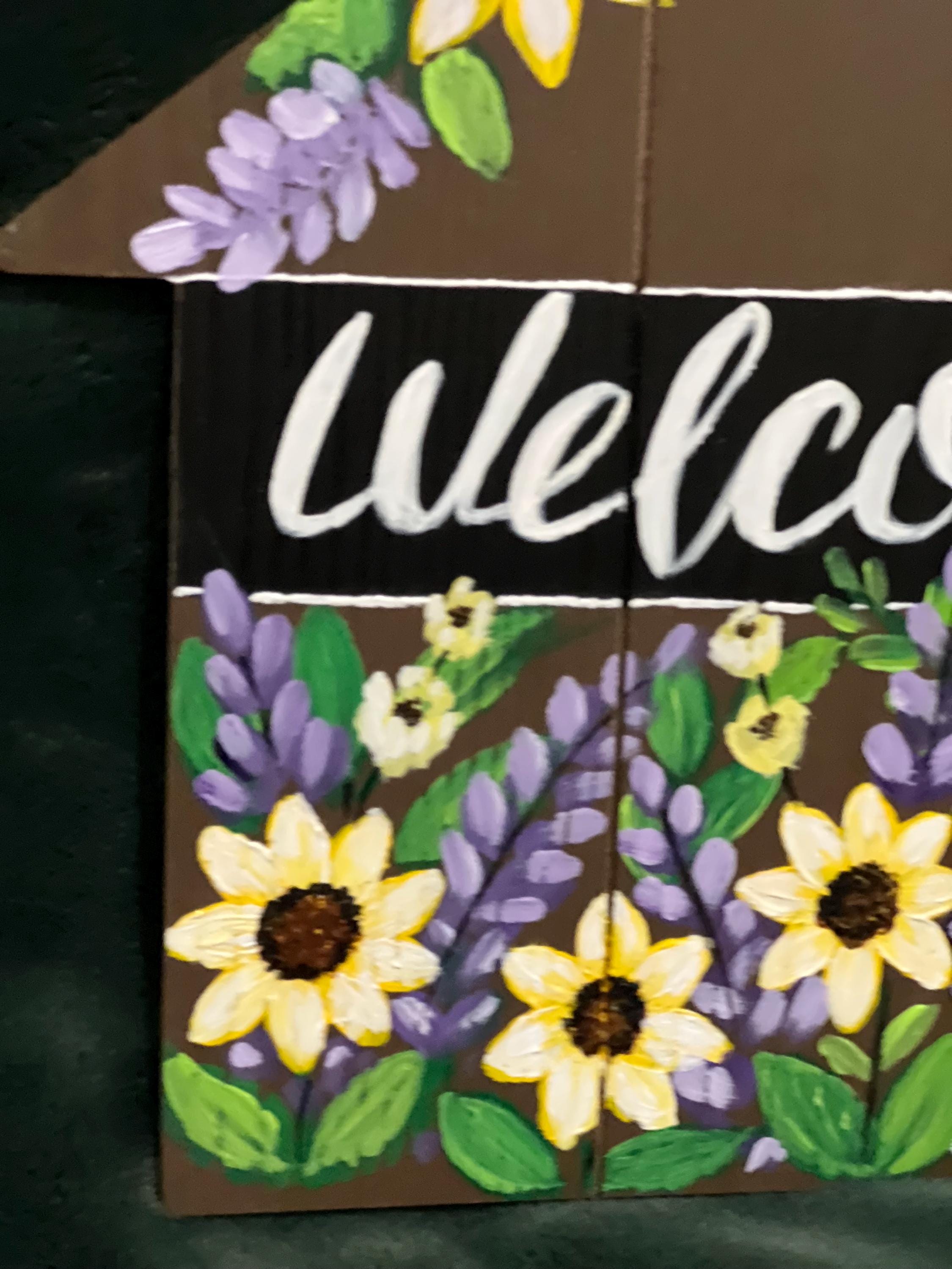 Hand-painted Wooden “welcome” Sign – Rustic Floral Home Décor - Etsy