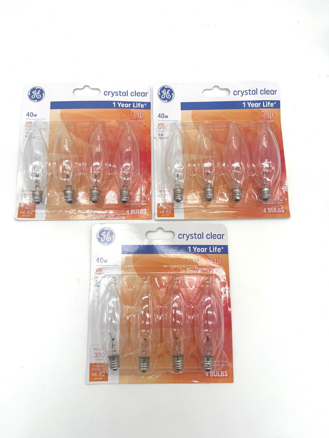 GE Crystal Clear 40W Candelabra Bulb 12 Ct - Etsy