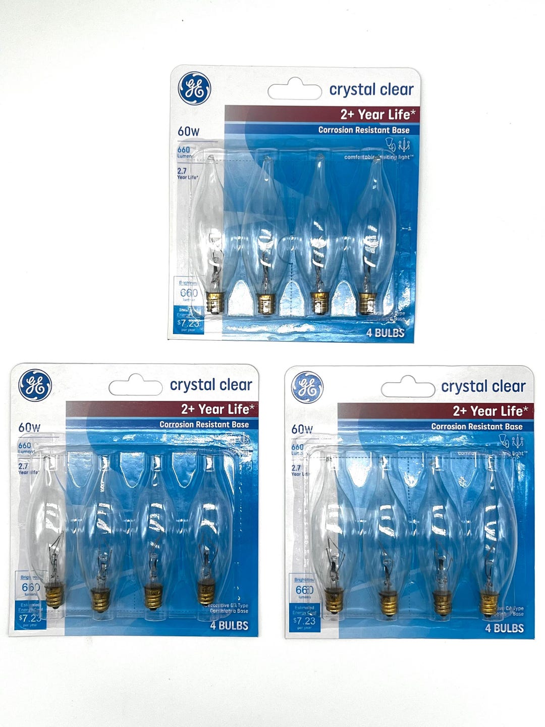 GE Crystal Clear 60W Candelabra Bulb 12 Ct - Etsy