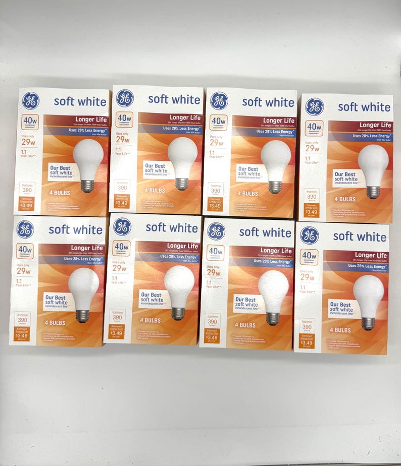 GE 40W Soft White Longer Life Bulb 4 Pack Each Total 32 Bulbs 390 ...