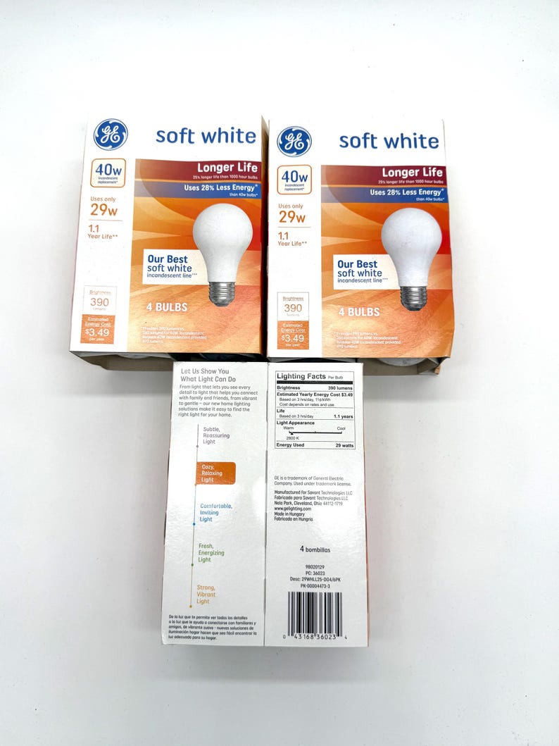 GE 40W Soft White Longer Life Bulb 4 Pack Each Total 32 Bulbs 390 ...