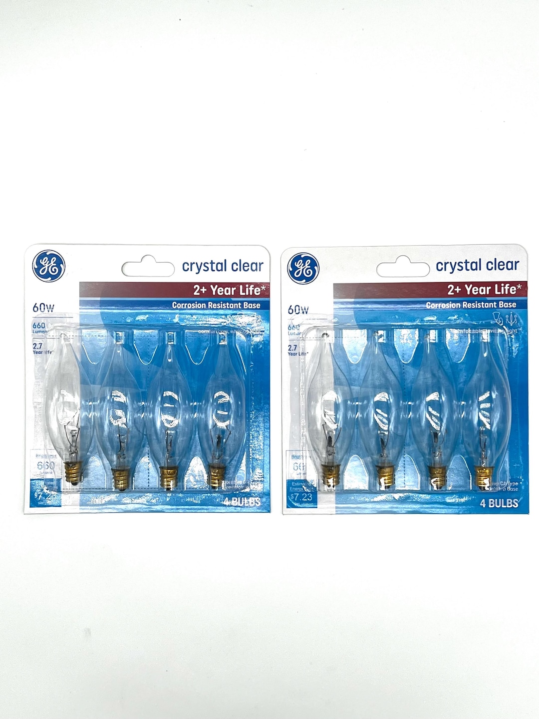 GE Crystal Clear 60W Candelabra Bulb 8 Ct - Etsy