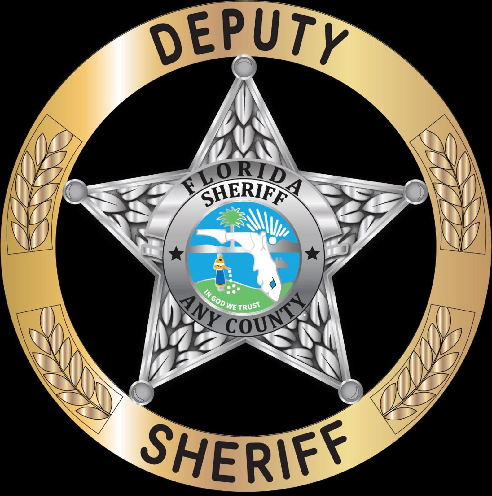 Florida FL County Sheriff Deputy Star in Circle Badge Vector File .ai ...