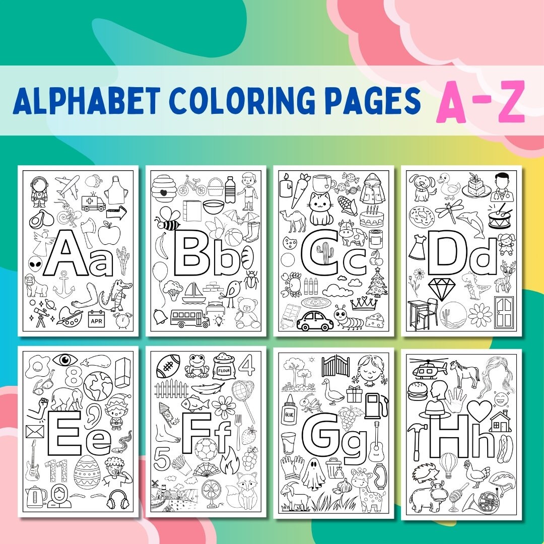 26 Alphabet Coloring Pages Worksheet for Kids: Preschool Homeschool ...