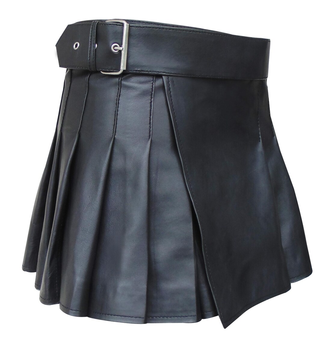 Short Ultra MINI Leather Kilt With Buckle - in Black BKLN002 Custom ...