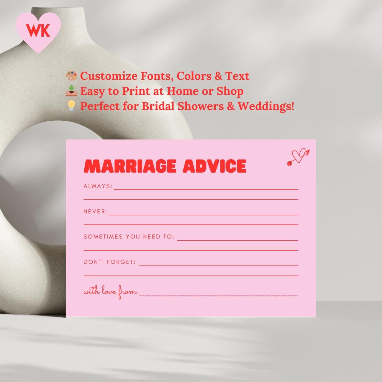 Editable Marriage Advice Cards – Fun Printable Wedding & Engagement ...
