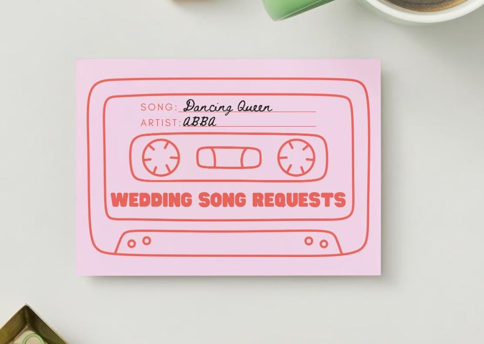 CUSTOMIZABLE Engagement Party and Wedding Activity Card Wedding Song ...