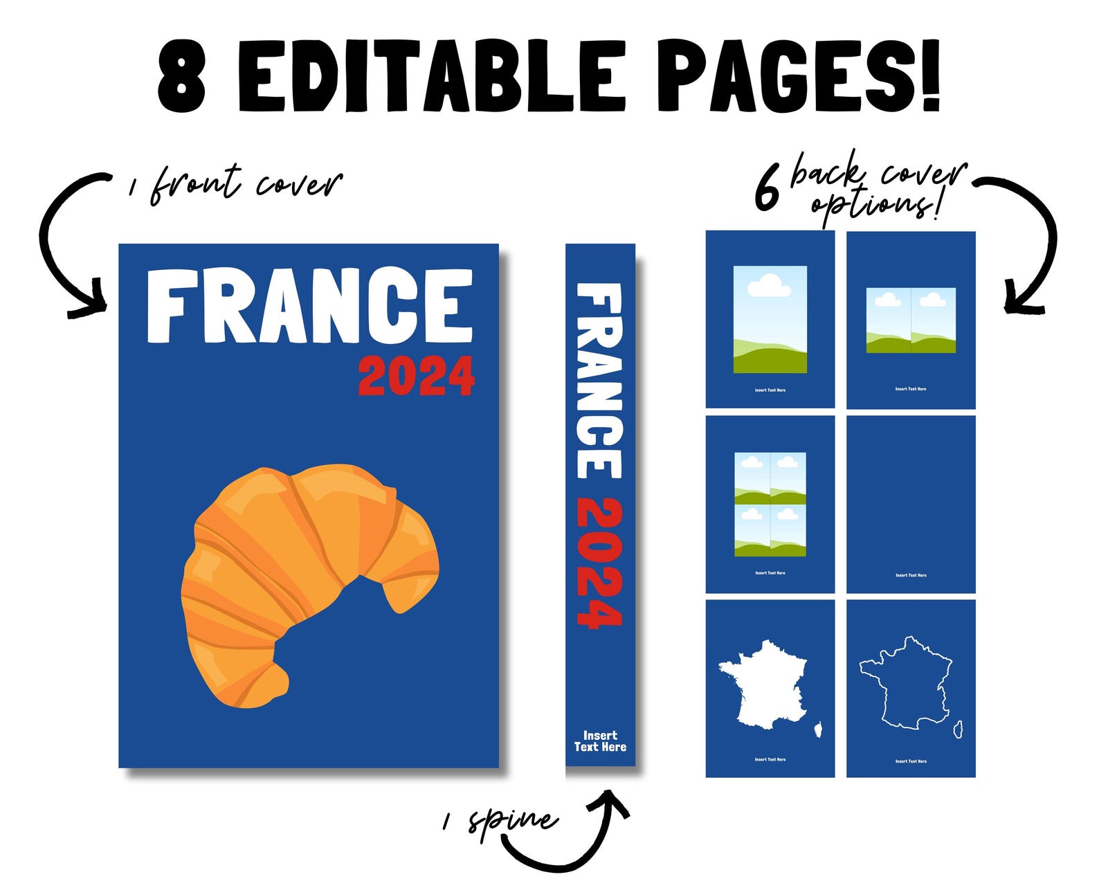 FRANCE - Editable Travel Photo Book Cover! Downloadable Template for ...