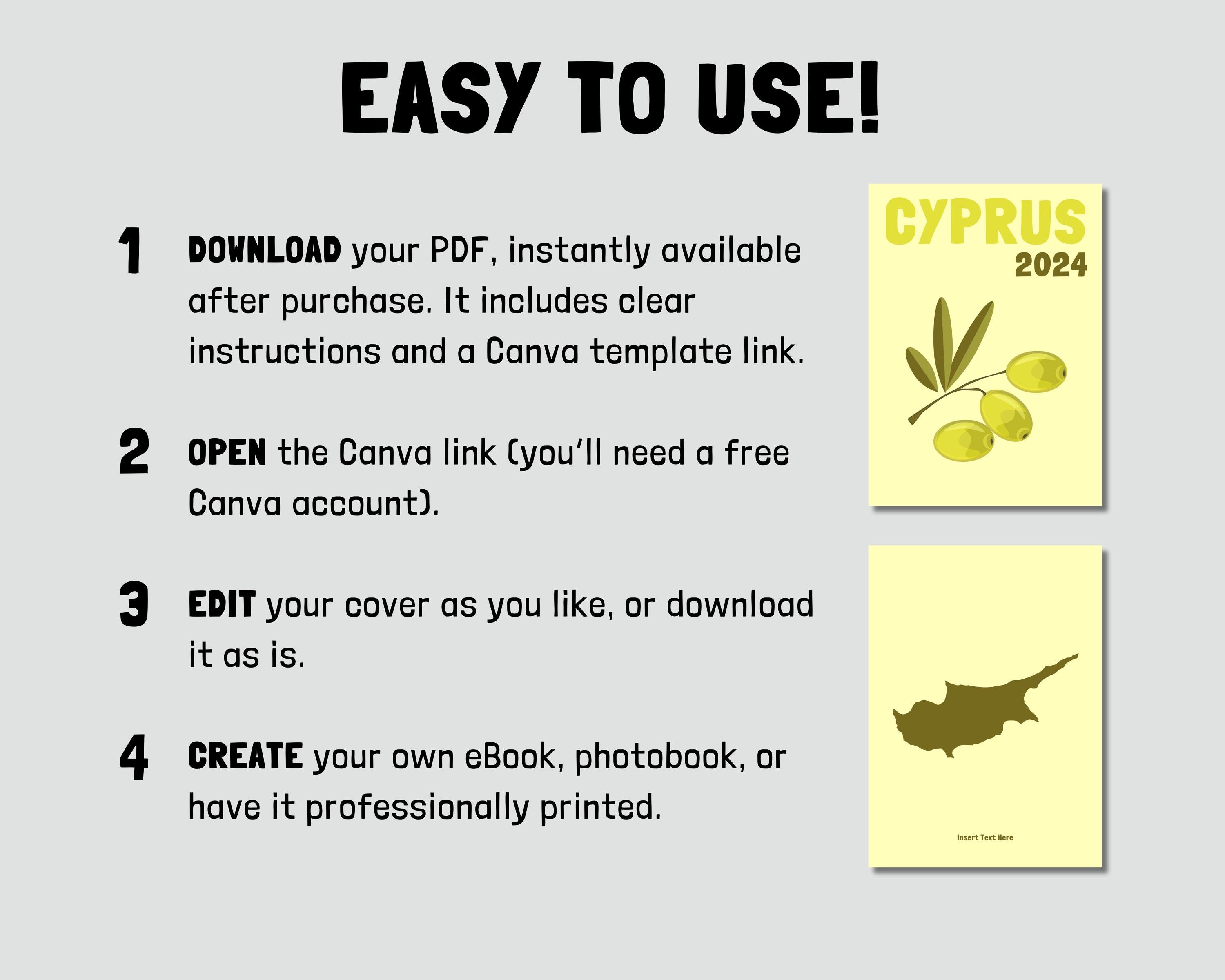 CYPRUS- Editable Travel Photo Book Cover! Downloadable Template for ...
