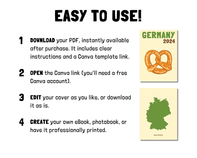 GERMANY- Editable Travel Photo Book Cover! Downloadable Template for ...