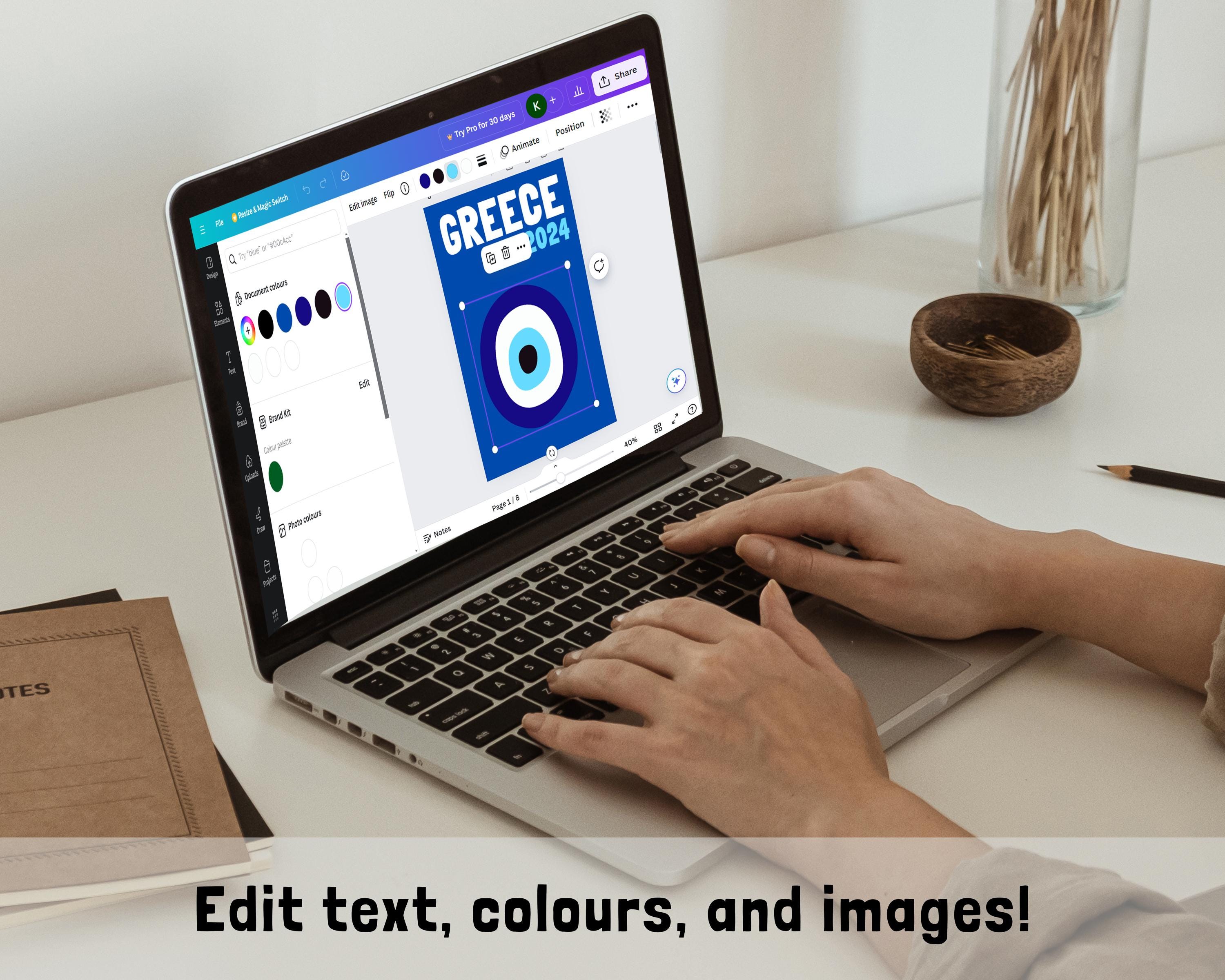 GREECE- Editable Travel Photo Book Cover! Downloadable Template for ...
