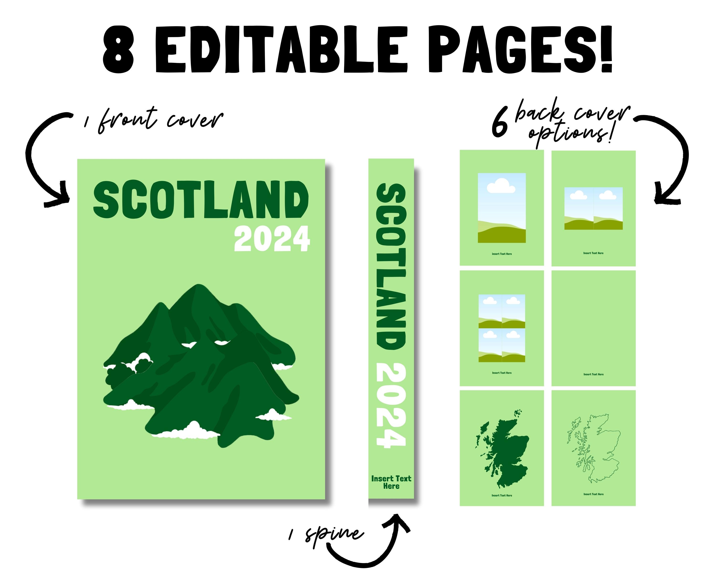 SCOTLAND - Editable Travel Photo Book Cover! Downloadable Template for ...