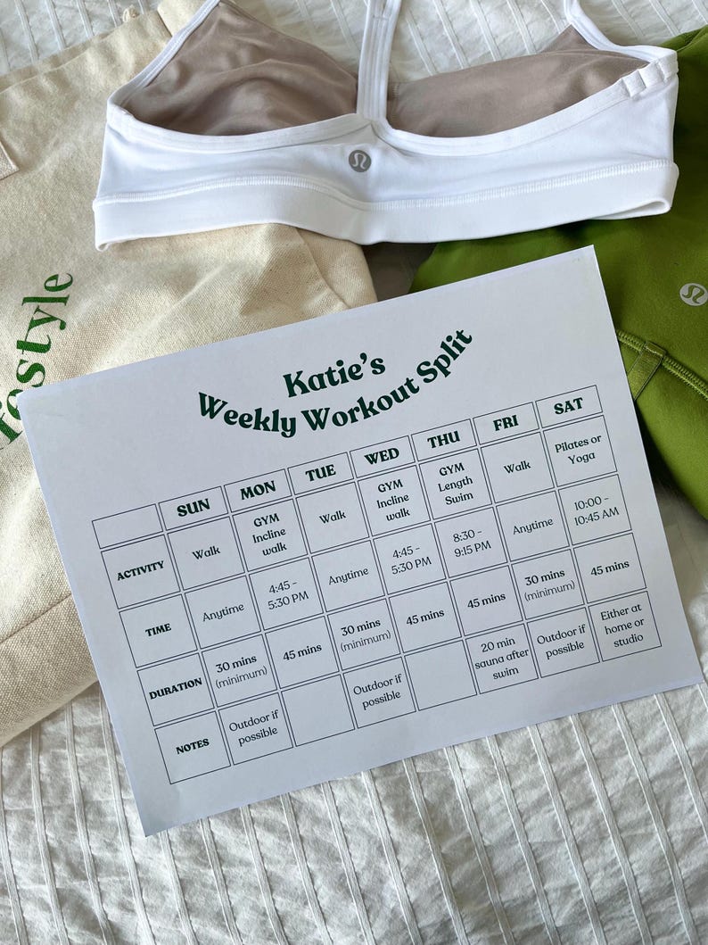 WEEKLY WORKOUT SPLIT - Aesthetic Planner for 2025 Fitness Goals ...