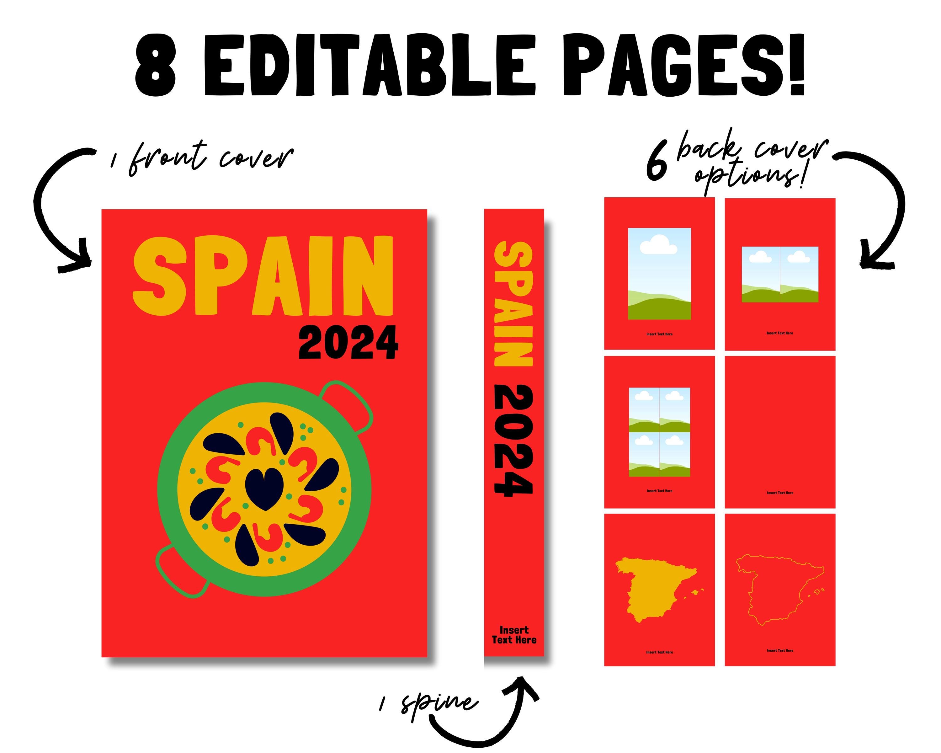 SPAIN - Editable Travel Photo Book Cover! Downloadable Template for ...