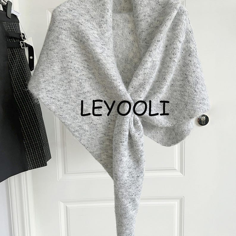 Knit Triangle Shawl Wrap: Soft Wool Blend Winter Scarf - Etsy