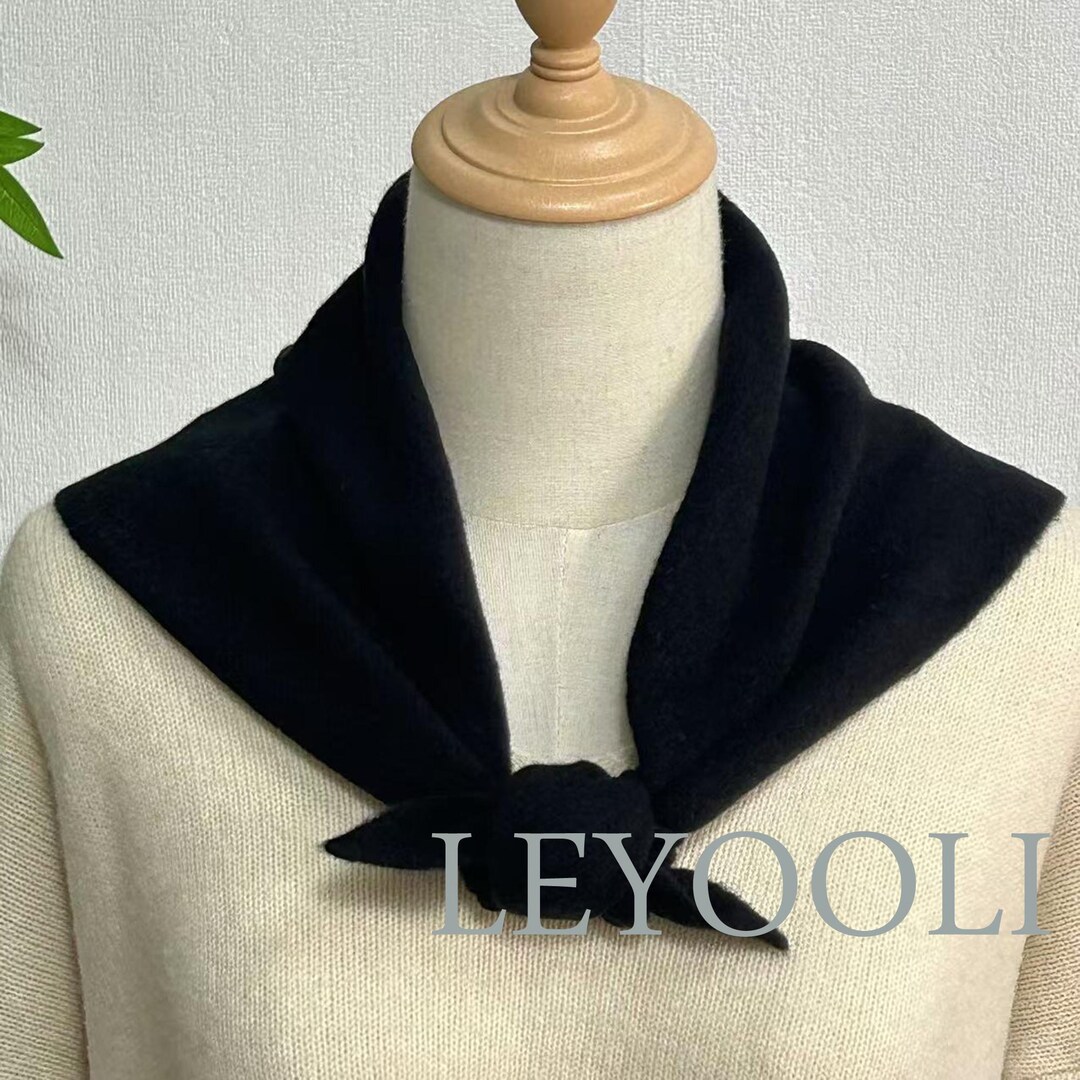 Black Knit Triangle Scarf: Cashmere Blend Wool Bandana - Etsy