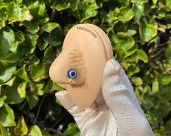 Dangling Evil Eye Chakra Nose Ring or Nose Cuff - Etsy