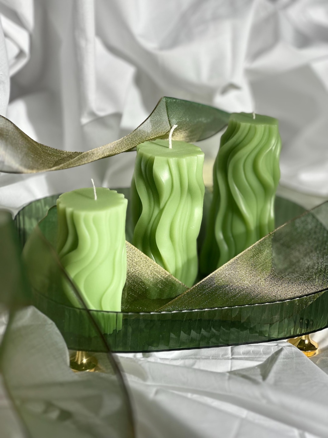 Wave Pillar Candle Patterns Pillar Candle Aesthetic Handmade Candle ...