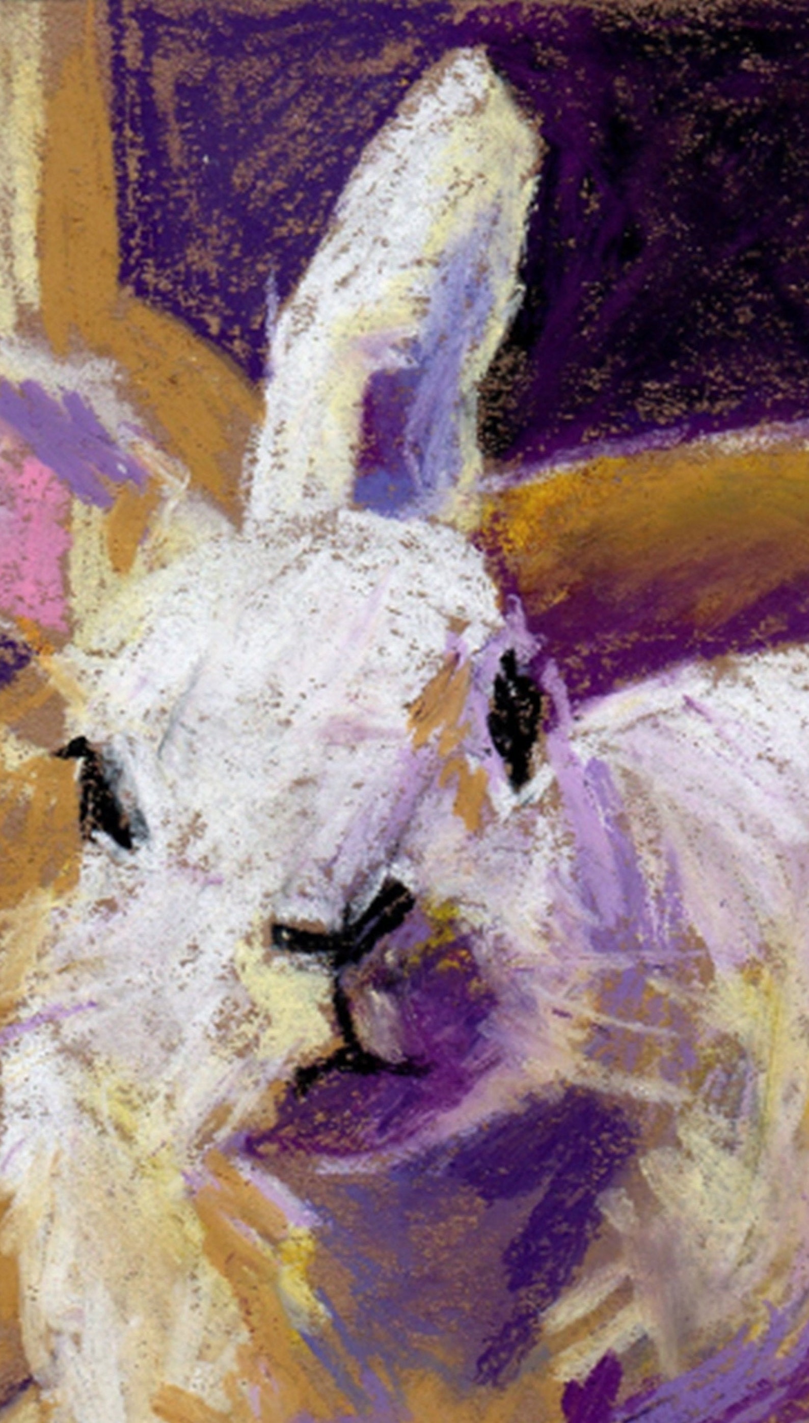 White Pastel Bunny Drawing Original Animal Art Nursery Room | Etsy