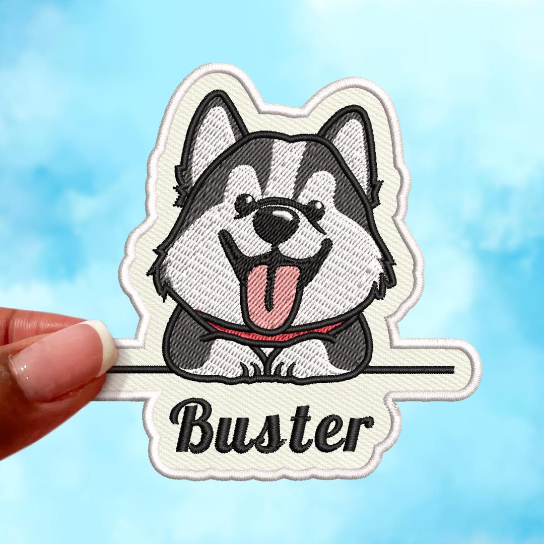 Custom Embroidered Dog Name Patches, Personalized Siberian Husky Dog ...