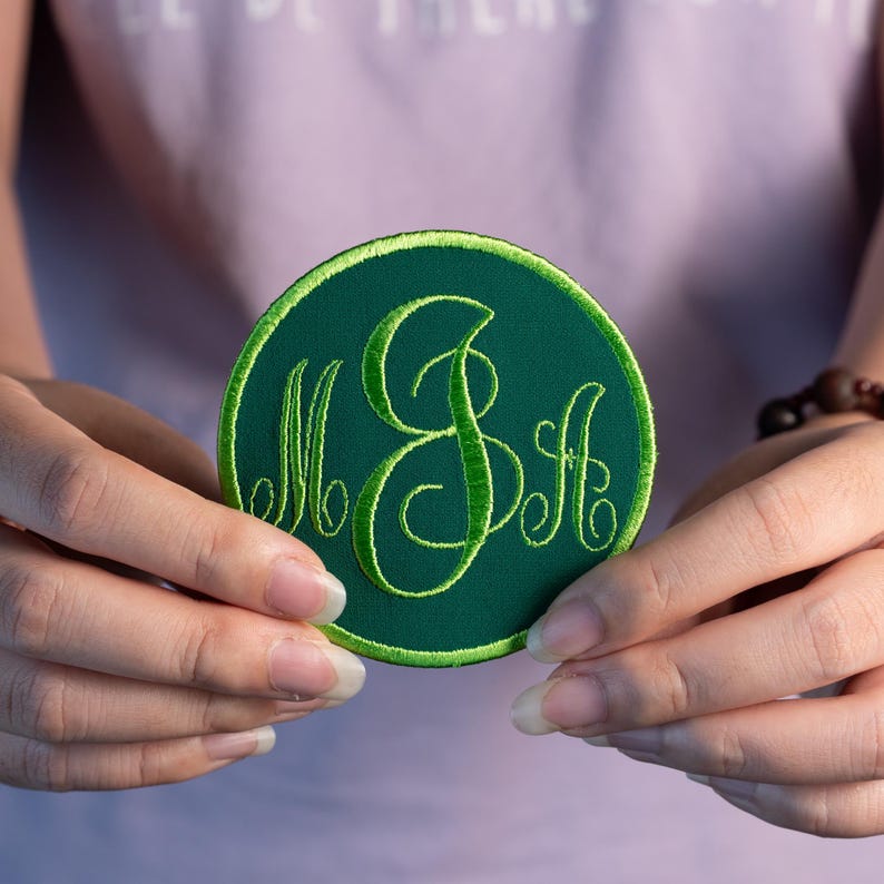 Personalized Circle Monogram Initials Name Patch, Custom Name Patches ...