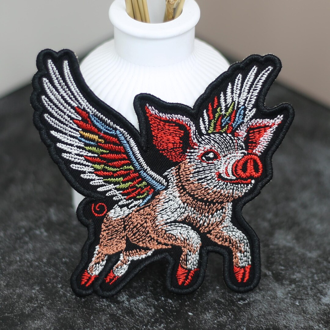Colorful Flying Pig Embroidery Patch, Cute Pig Patch, Animal Patches ...